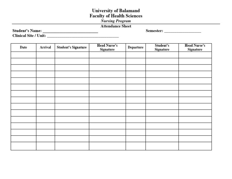 Clinical Rotation Attendance Sheet (22-23) | PDF
