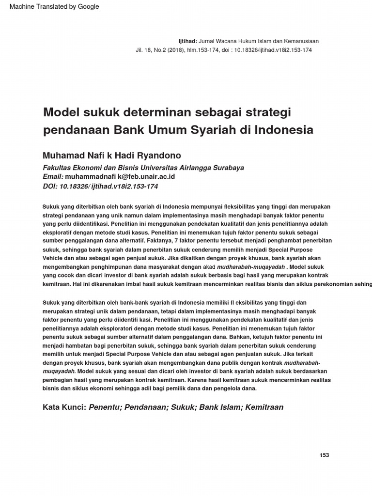 Sukuk Model Determinant As Funding Strategy of Isl | PDF | Bisnis