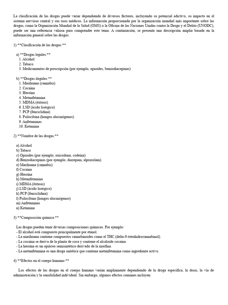 Las Drogas Y Su Clasificación Pdf Fentanilo Drogas