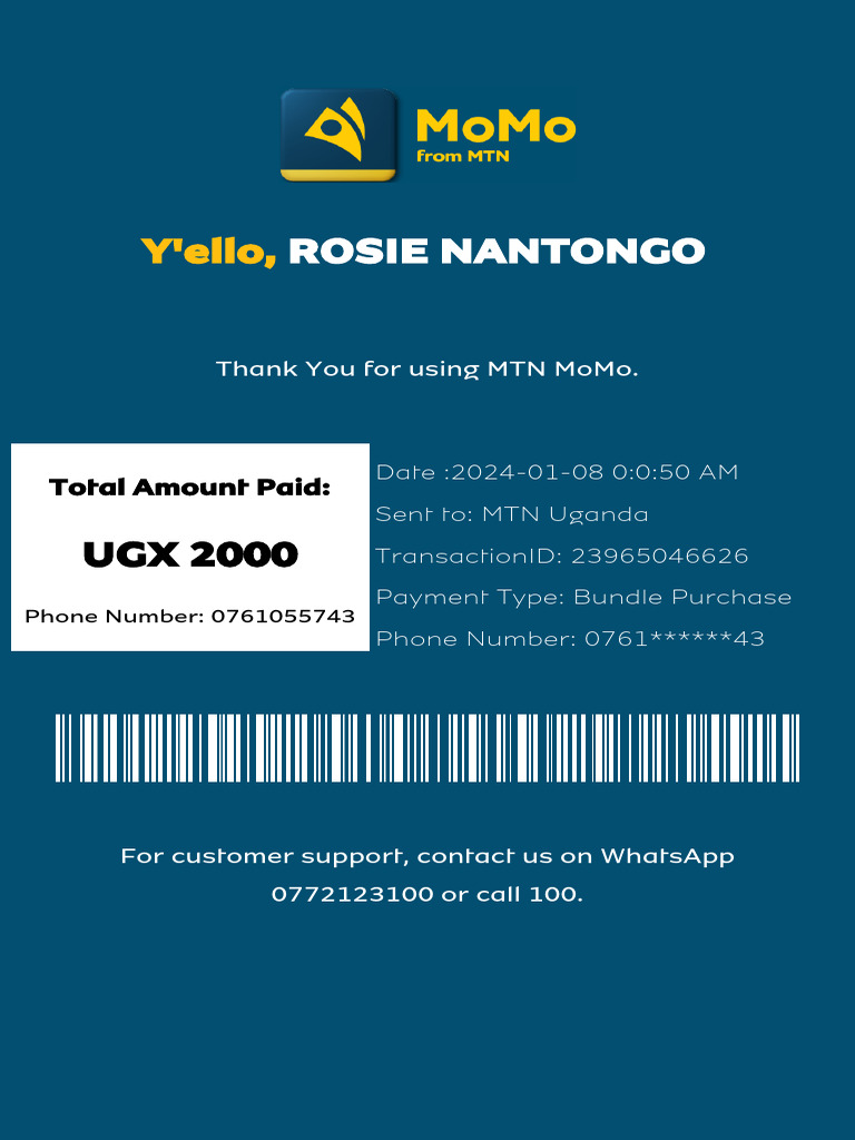 MTN MoMo Bundle Purchase Receipt | PDF
