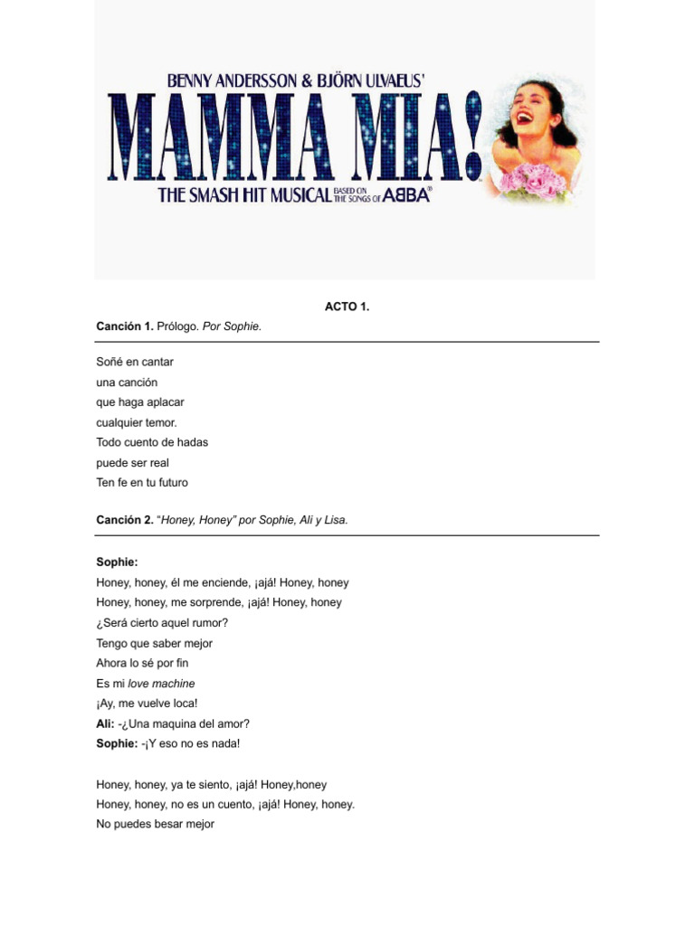 Canciones Mamma Mia | PDF | Amor