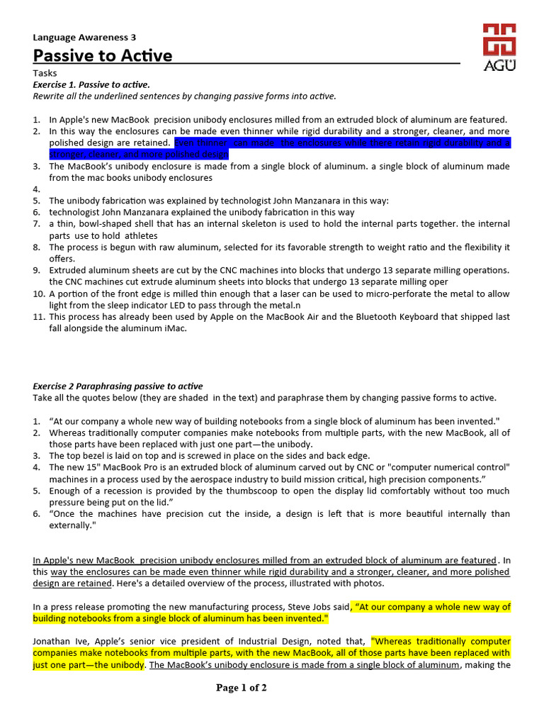 Passive To Active Tasks | Download Free PDF | Numerical Control | Laptop
