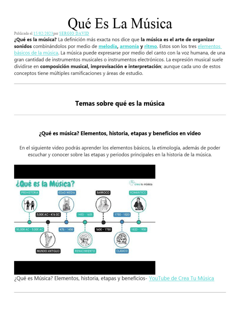 Definición y Elementos de la Música | PDF | Periodo Clásico (Música ...