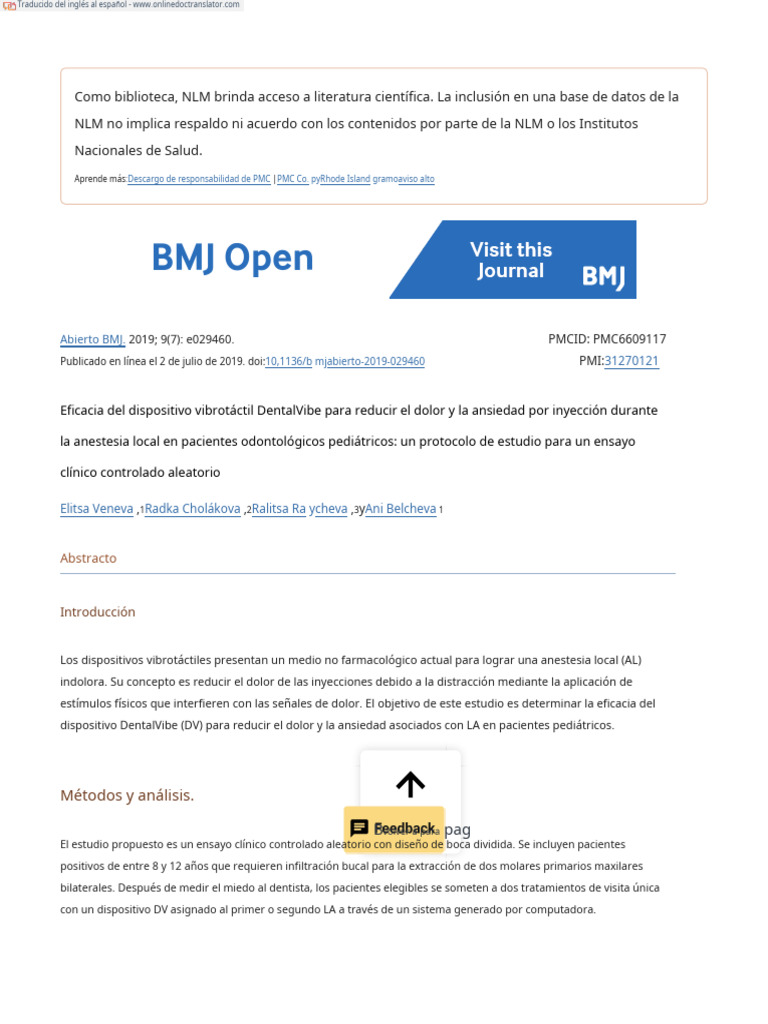 PMCID: PMC6609117 Pmi:: Métodos y Análisis | PDF | Dolor | Odontología