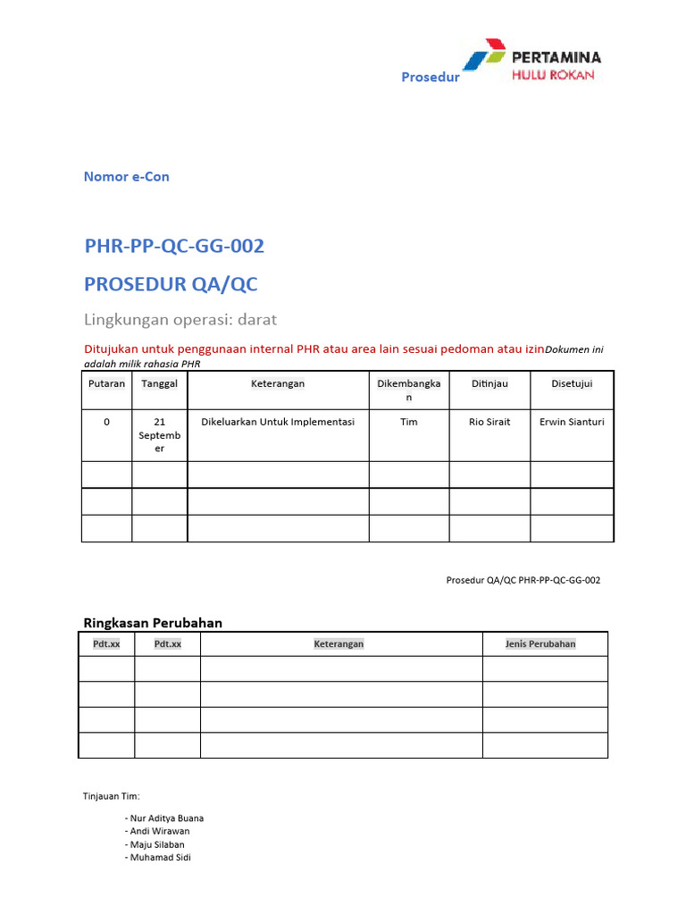 Translated Copy of 669514946-PHR-PP-QC-GG-002-QAQC-Procedures | PDF | Bisnis