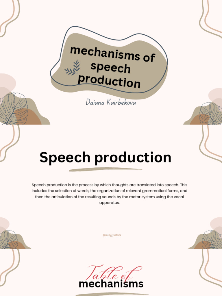Mechanisms Of Speech Production Pdf Larynx Speech