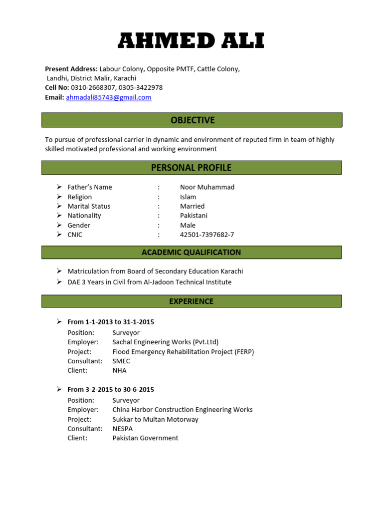 Ahmad CV | Download Free PDF | Karachi | Sindh
