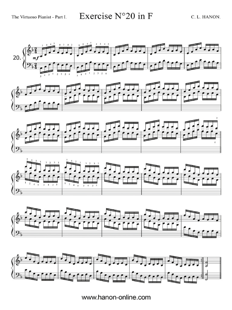 HANON Exercise+N°20+in+F | PDF