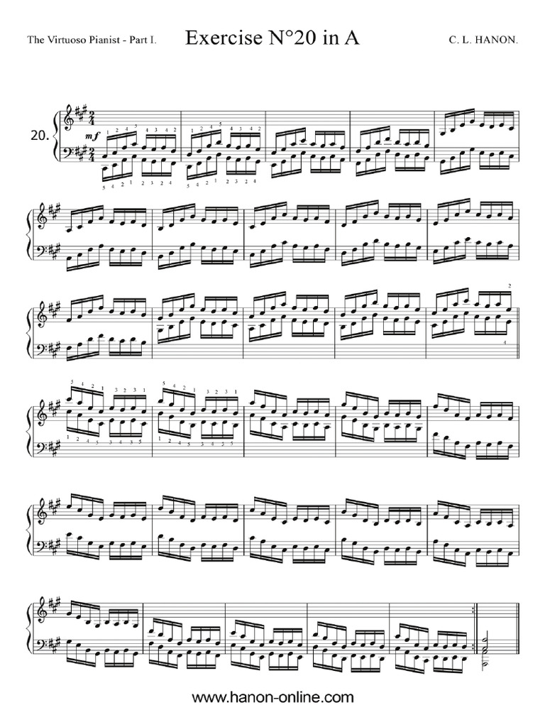 HANON Exercise+N°20+in+A | PDF
