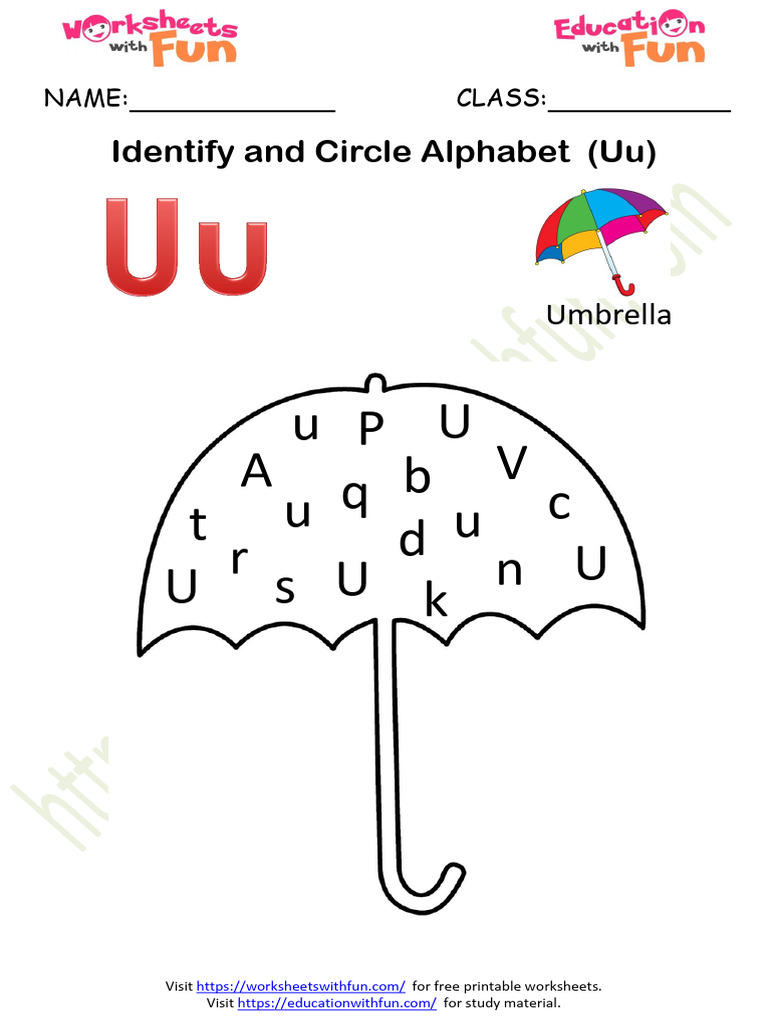 Identify and Circle Alphabet (Uu) Worksheet 21 | PDF
