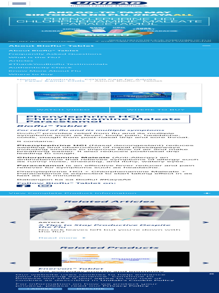 Bioflu Flu Symptoms Relief & Medicine Unilab | PDF | Medical ...