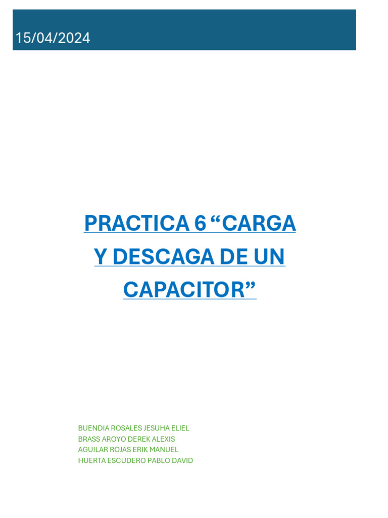 Practica 6 Electro | PDF | Condensador | Cantidad