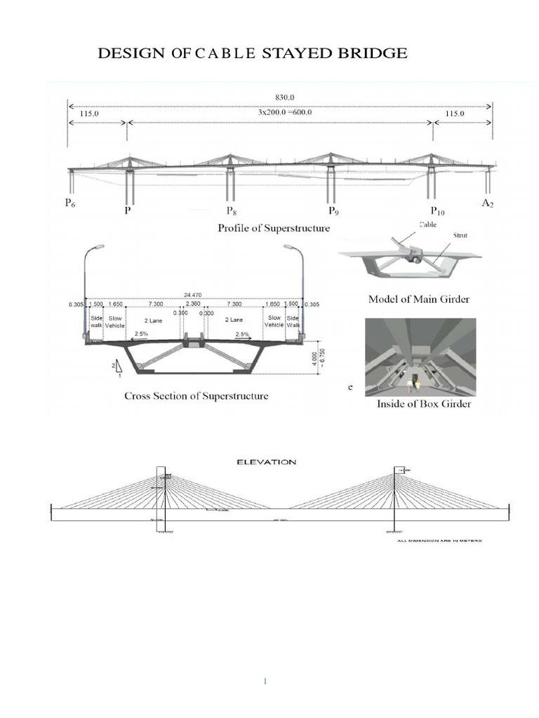 Design of Cable Stayed Bridge | PDF | Bending | Bridge