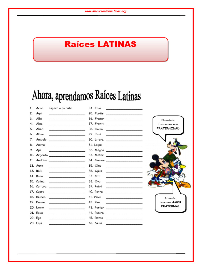 Las Raices Griegas y Latinas para Cuarto de Secundaria | PDF