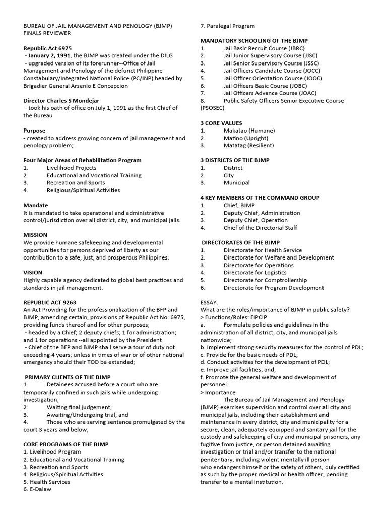 BJMP Finals | PDF | Prison | Criminal Law