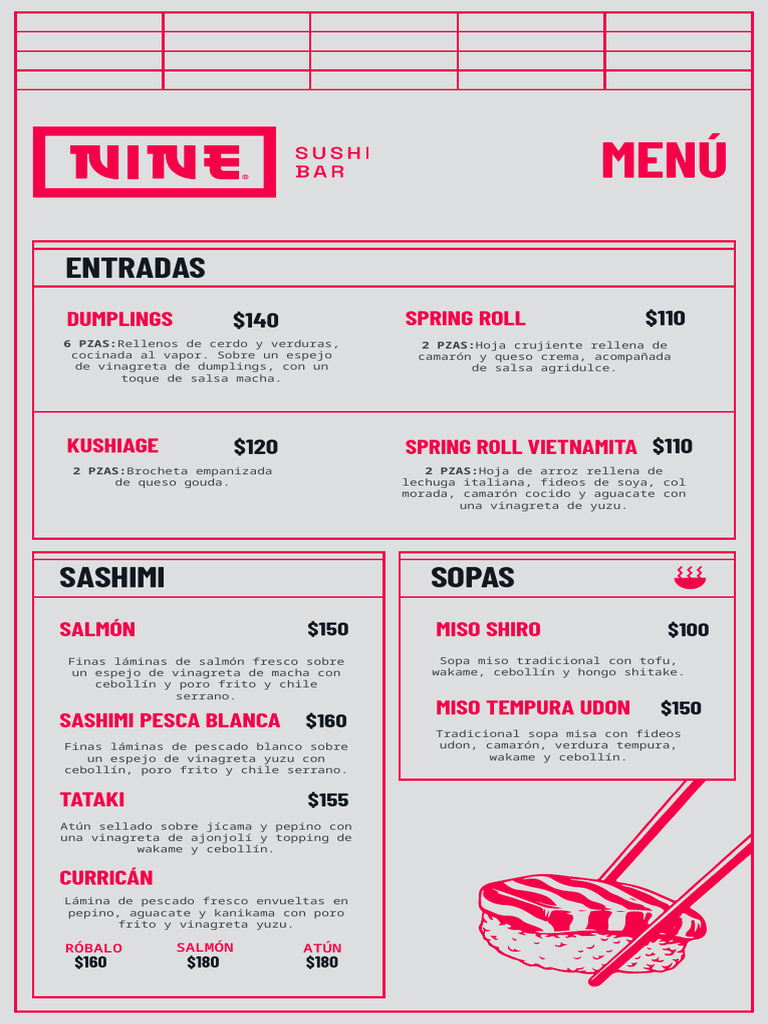 Menu Nine | PDF | Bola de masa hervida | Sushi