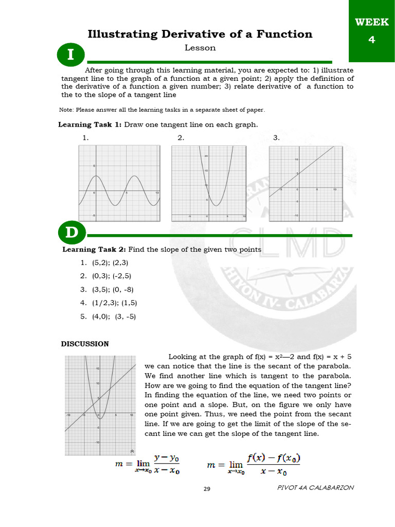 1 - Illustrating Derivative of A Function | PDF | Tangent | Slope