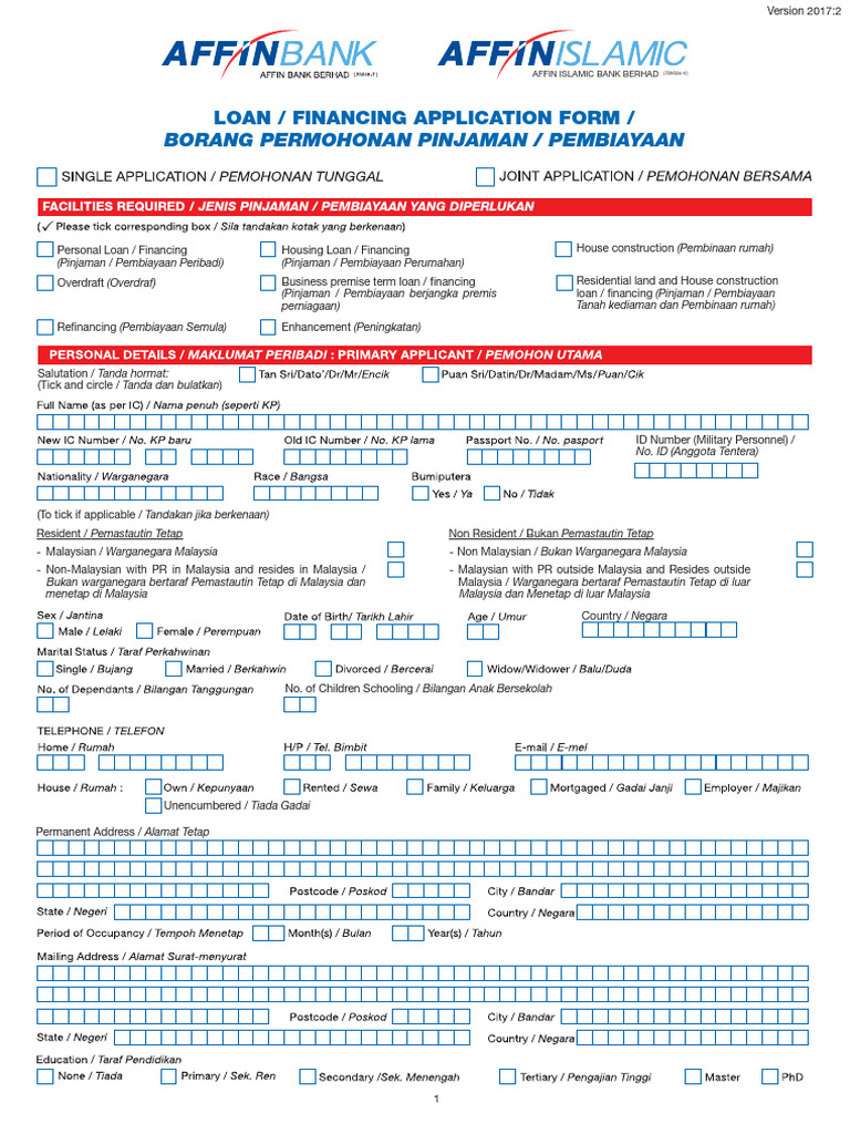 Affin Bank Loan-Application-Form - Sign Pg9 | PDF