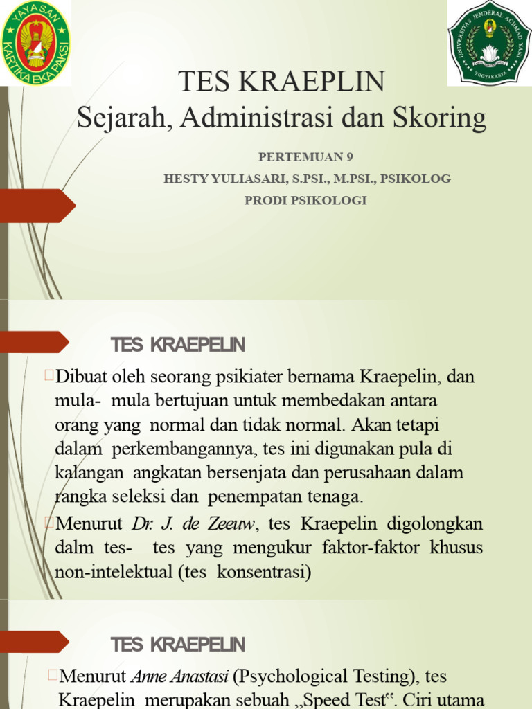 Panduan Lengkap Tes Kraepelin | PDF | Metode & Bahan Ajar