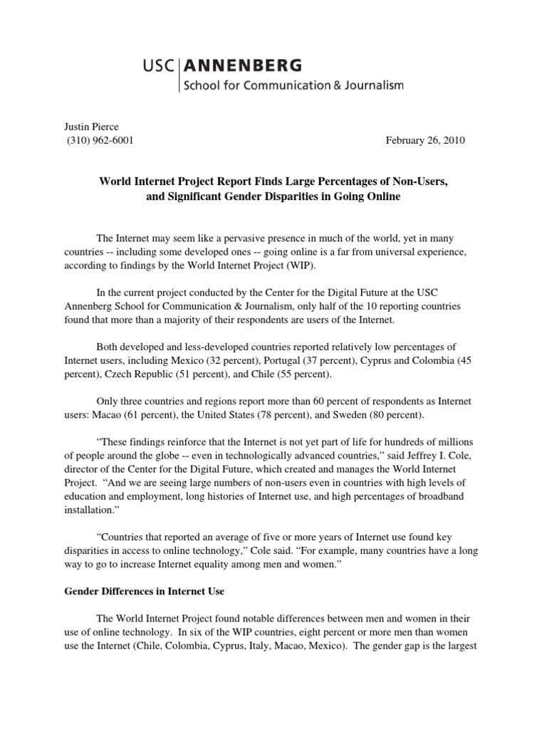 World Internet Project Report Finds Large Percentages of Non-Users, and ...