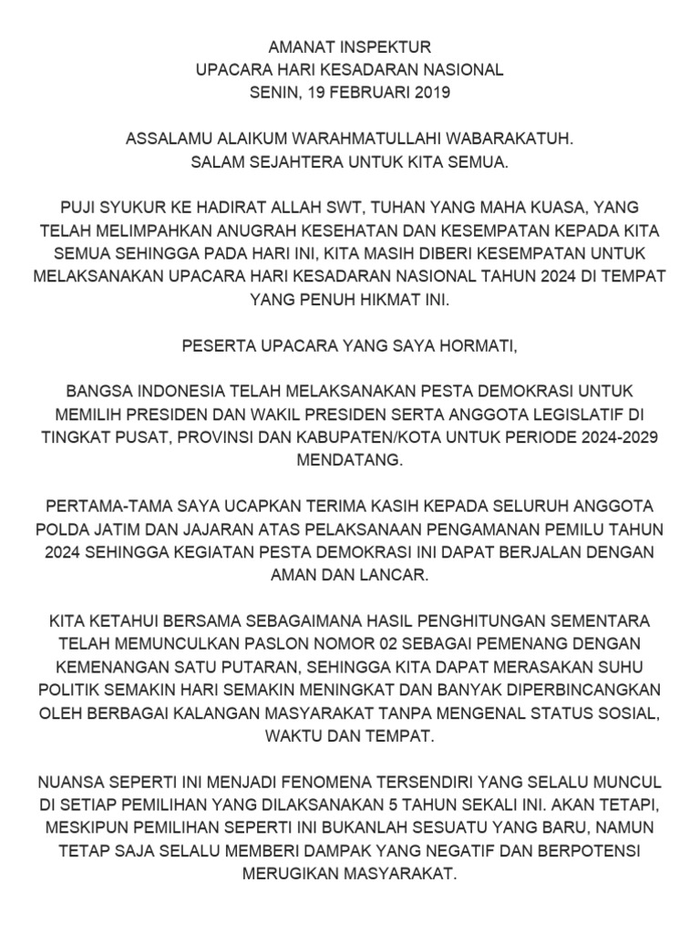 Contoh Amanat Upacara Kesadaran Nasional | PDF | Politik