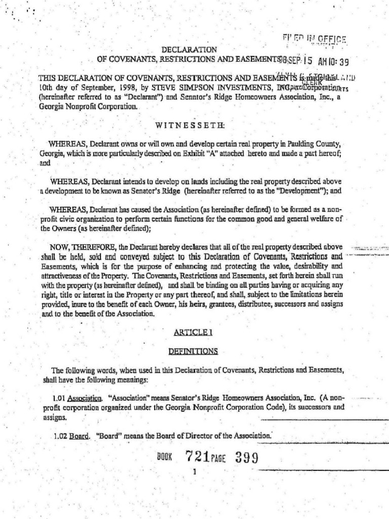 Senators Ridge Covenants | PDF | Covenant (Law) | Property Law