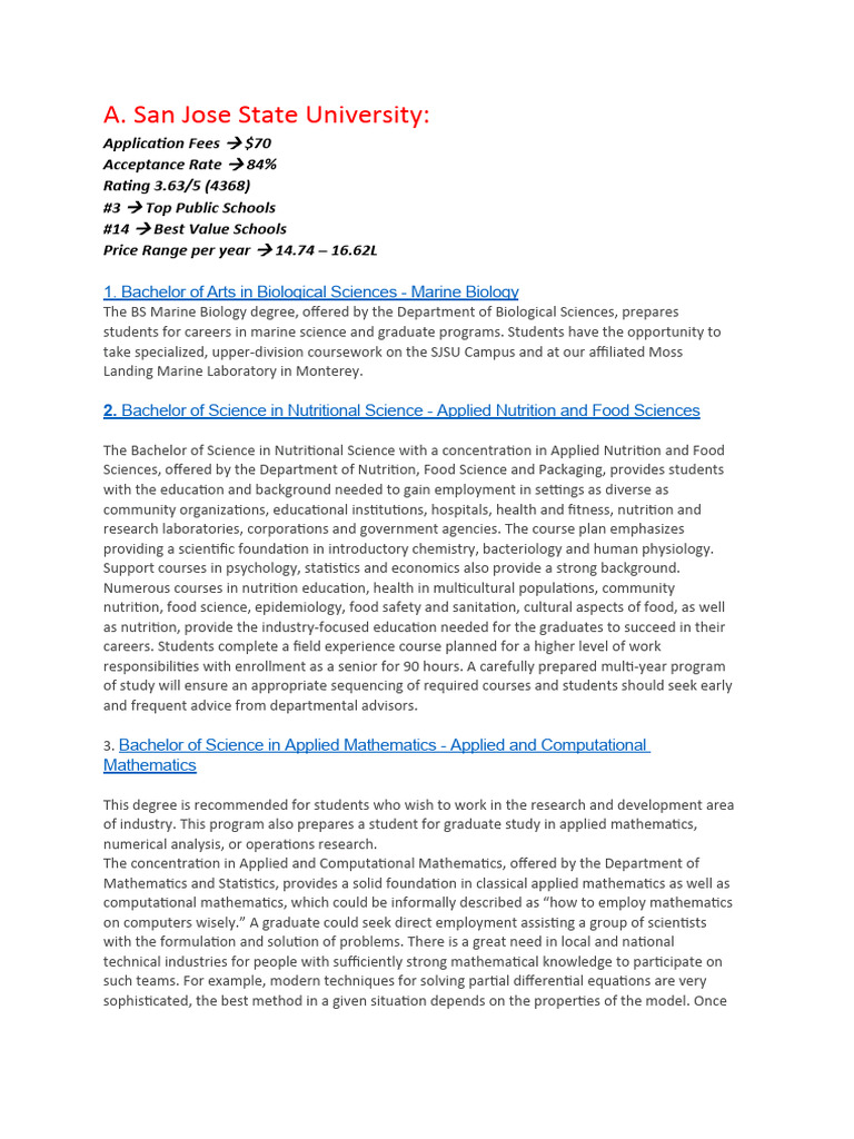 USA Course Options - Krish | PDF | Mathematics | Science