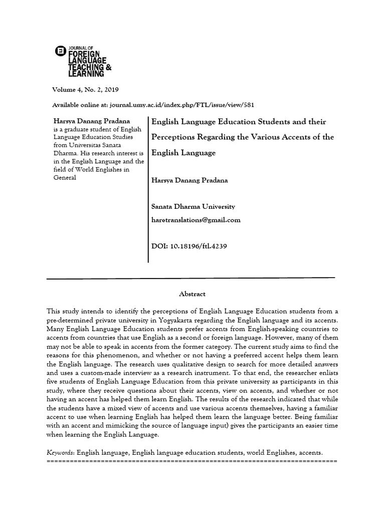 English Language Education Students and Their Perceptions Regarding The ...