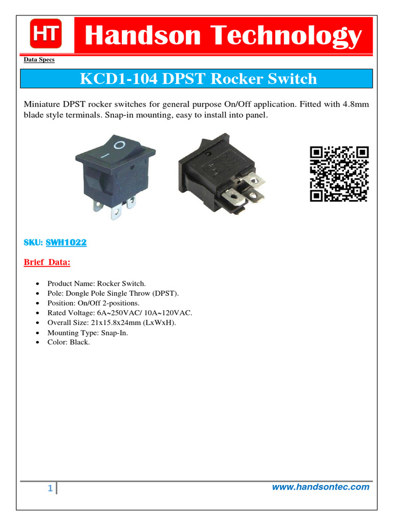 Kcd1 104 Rocker SW | PDF
