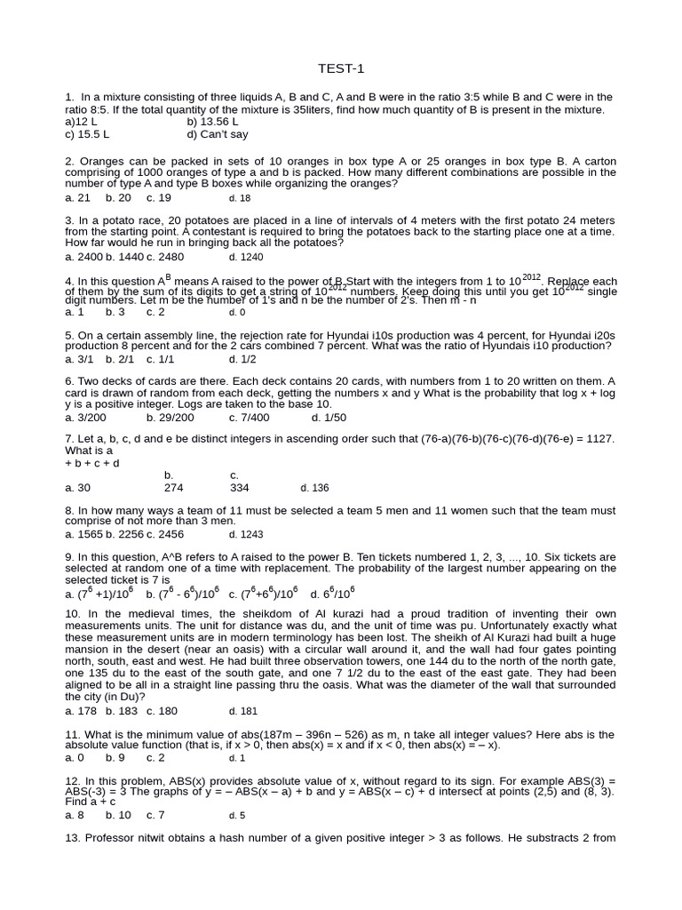 Math and Logic Problems Collection | PDF | Ratio | Numbers