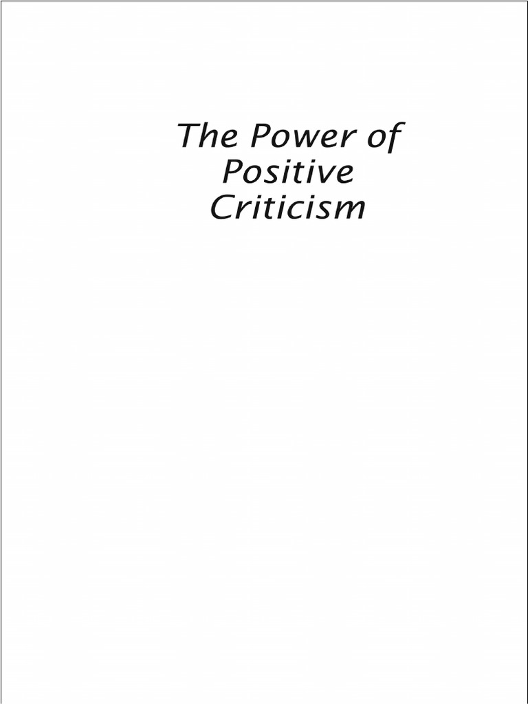 Power of Positive Criticism | PDF