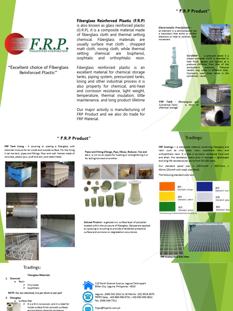 FRP Brochure With Tradings | PDF | Fiberglass | Fibre Reinforced Plastic