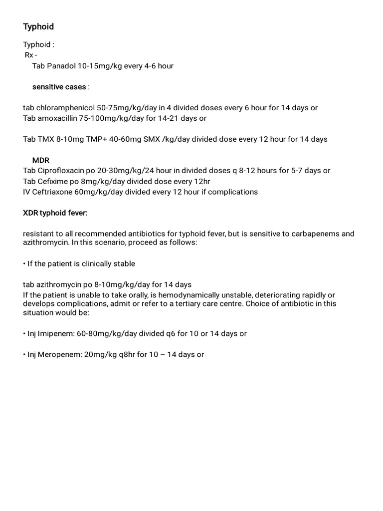 Typhoid Treatment Guidelines | PDF