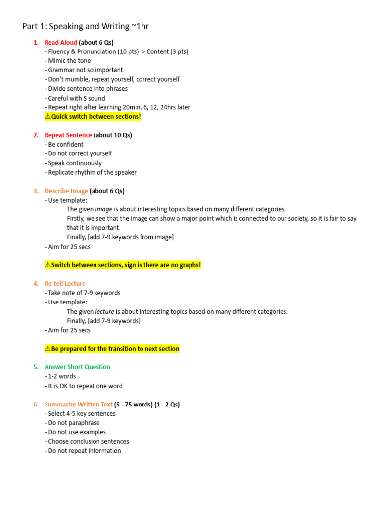 PTE Speaking and Writing Strategies | PDF | Multiple Choice | Essays