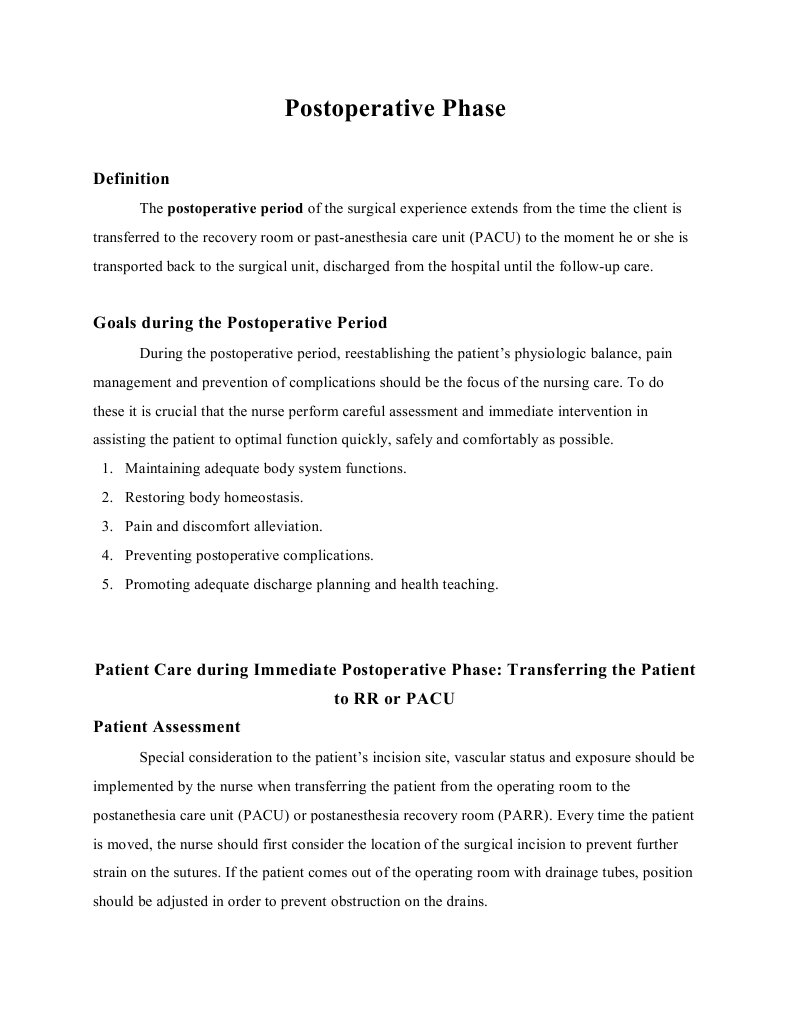 Postoperative Phase | PDF | Surgery | Breathing