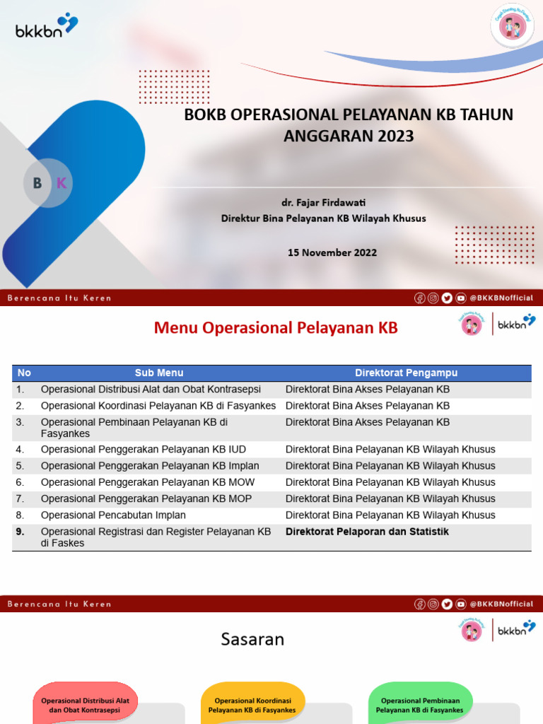 Sosialisasi Bokb Operasional Pelayanan KB Ta 2023 - Dityansus | PDF