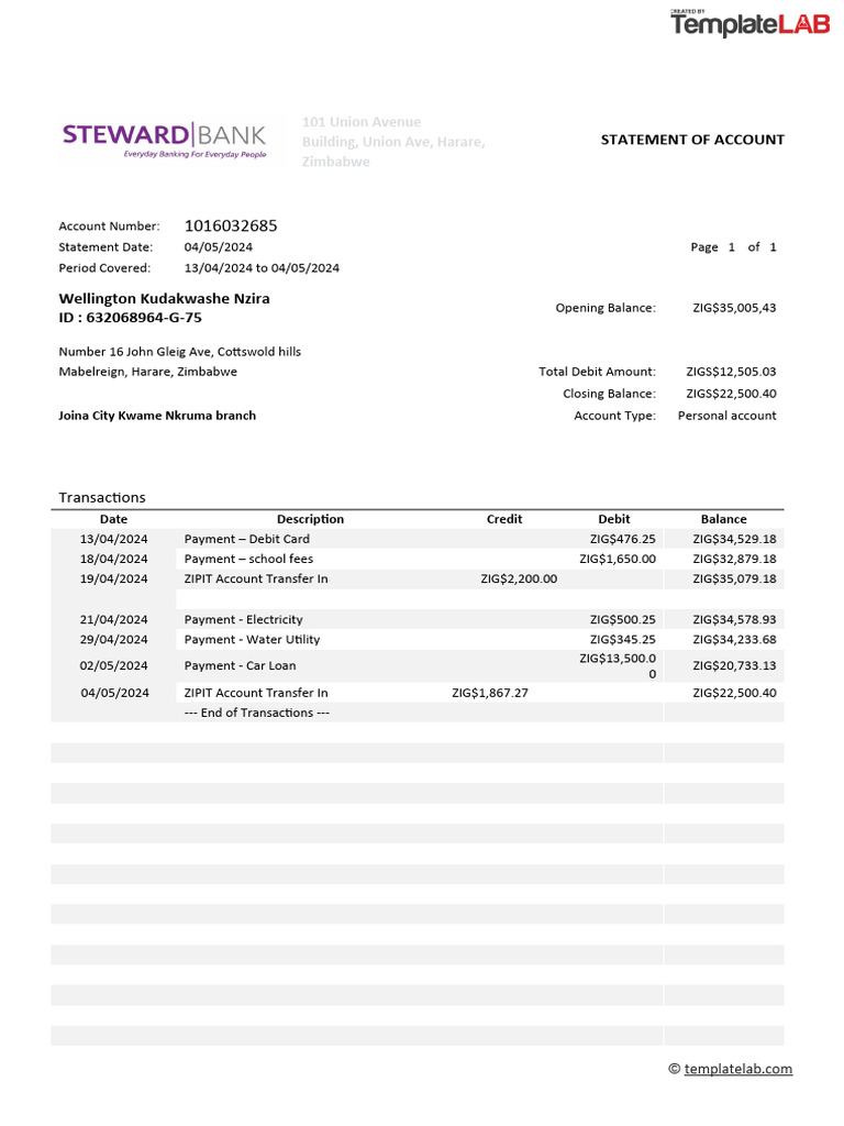 Personal Account Statement Summary | PDF