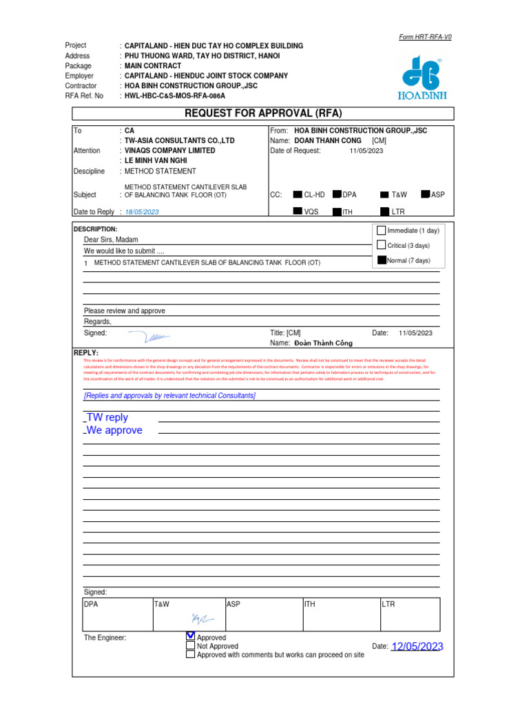 Hwl-hbc-c&S-mos-rfa-086a- Method Statement Cantilever Slab of Balancing ...
