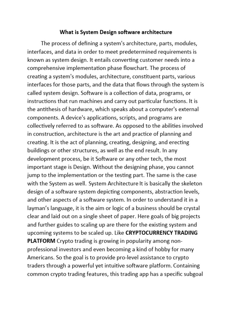 What Is System Design Software Architecture | PDF | Software | Cryptocurrency