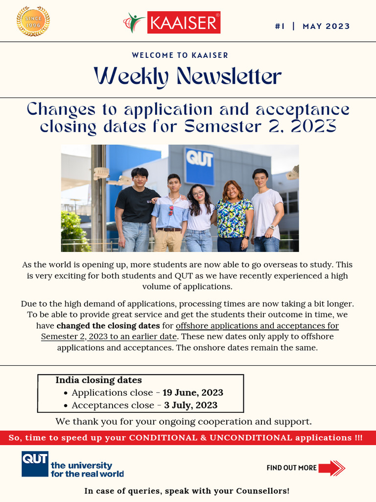 QUT Semester 2 Offshore Deadlines 2023 | PDF | Finance & Money Management