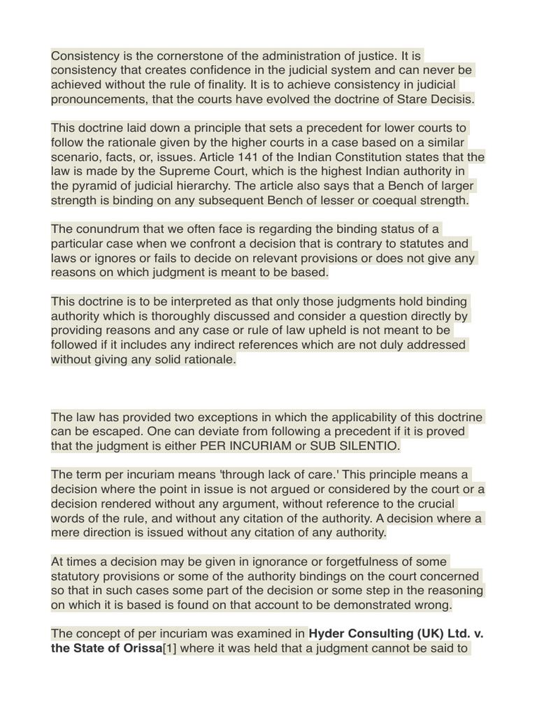 Per Incurriam and Sub Silent | PDF | Precedent | Common Law