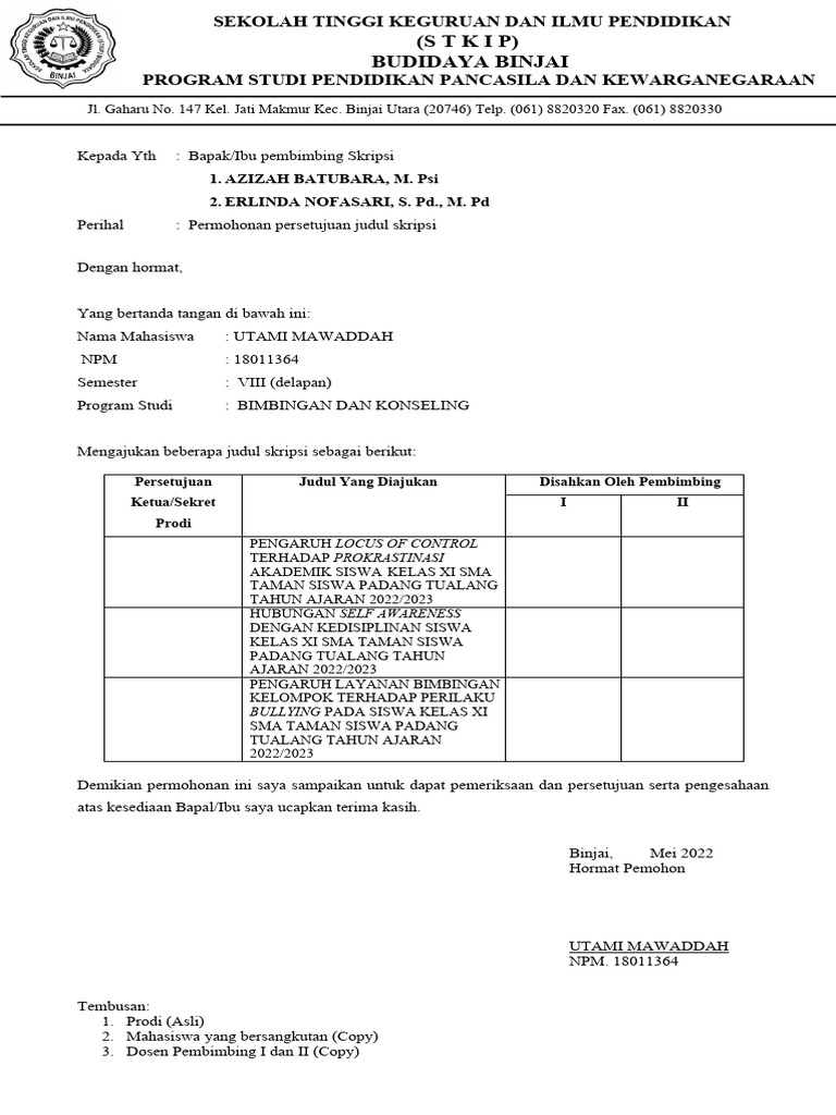 Format Pengajuan Judul | PDF