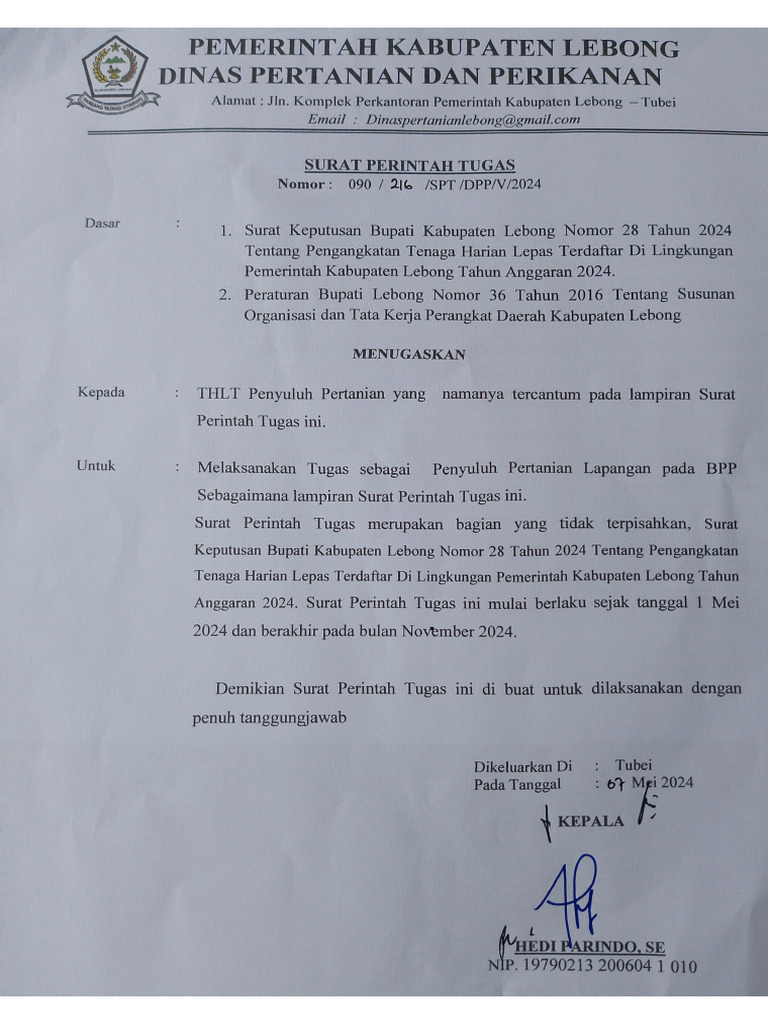 SPT Penyuluh THLT BPP | PDF