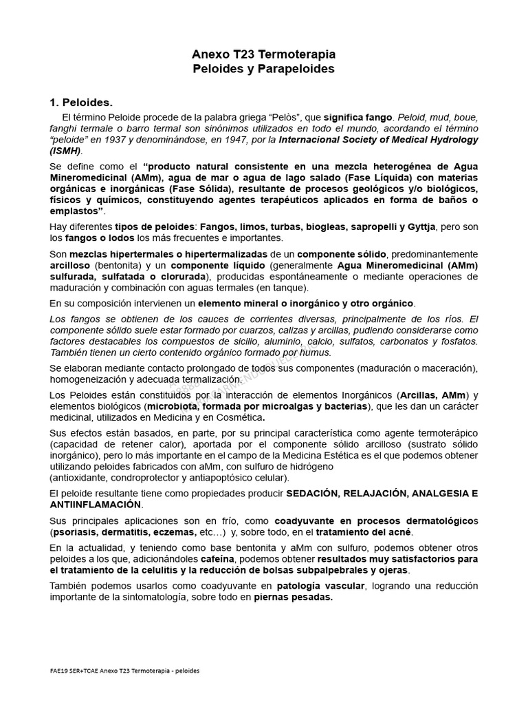 Peloides y Parapeloides en Termoterapia | PDF | Agua | Sólido