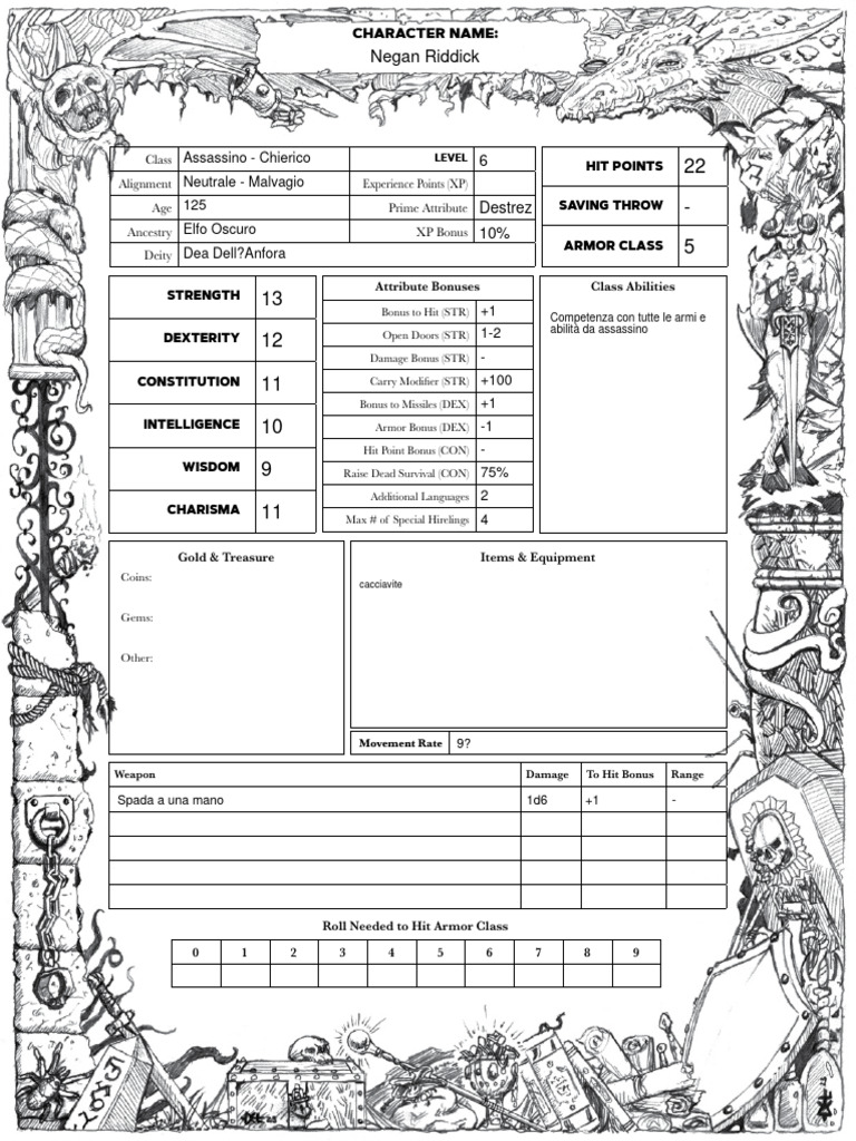 DND Scheda Pg New | PDF | Tabletop Games | Video Game Design