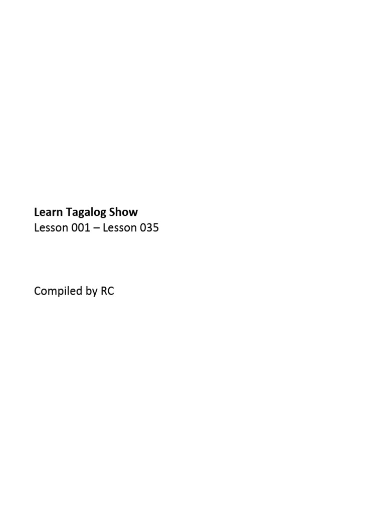 Tagalog Language Learning Lessons | PDF | English Language ...