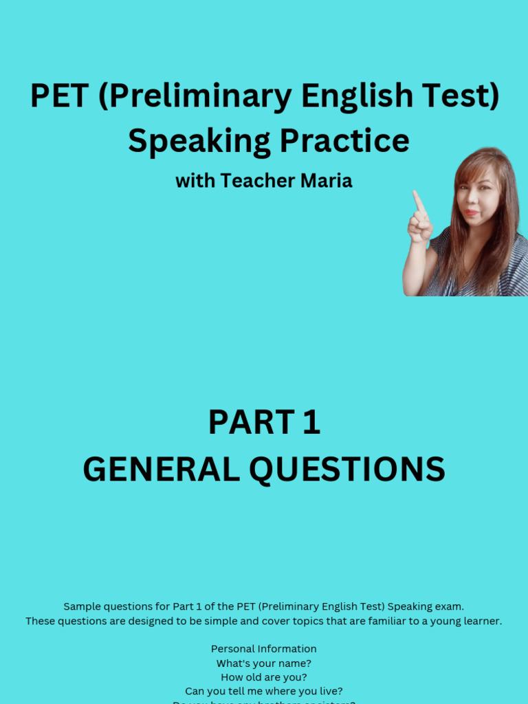PET (Preliminary English Test) Speaking Exam | PDF | Wellness | Lifestyle