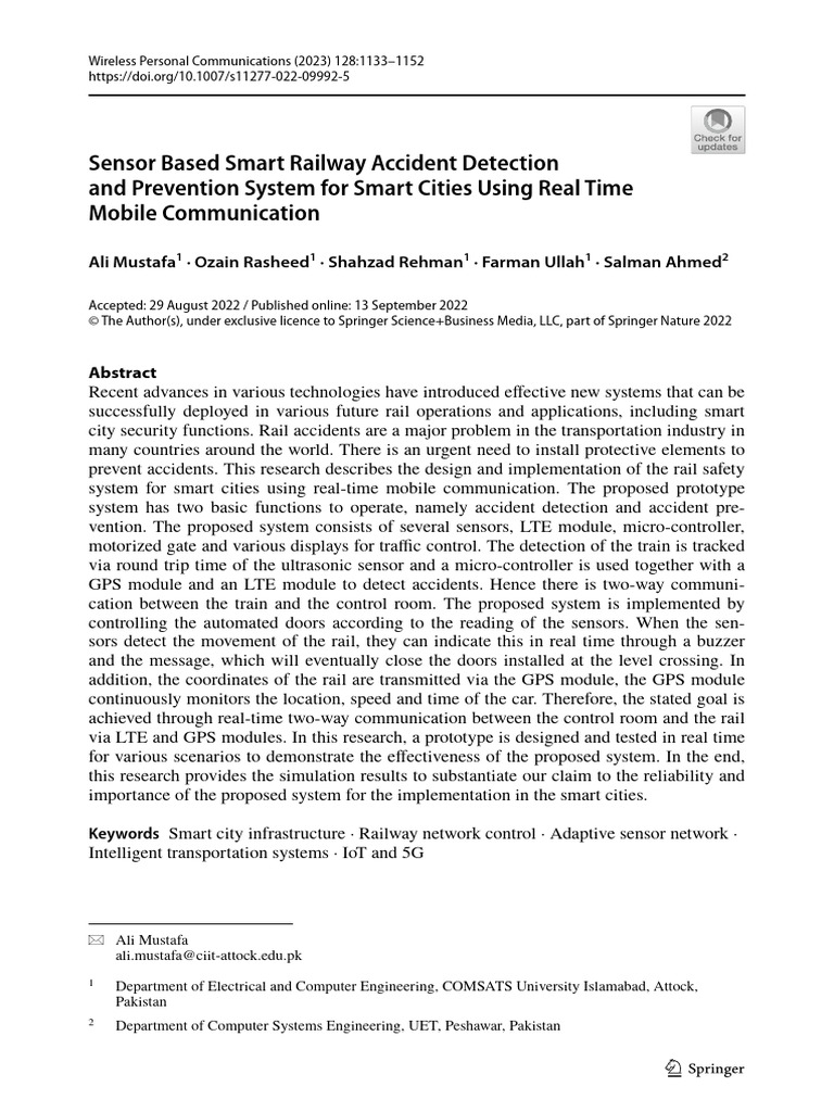 Sensor Based Smart Railway Accident Detection and Prevention System For Smart Cities Using Real ...