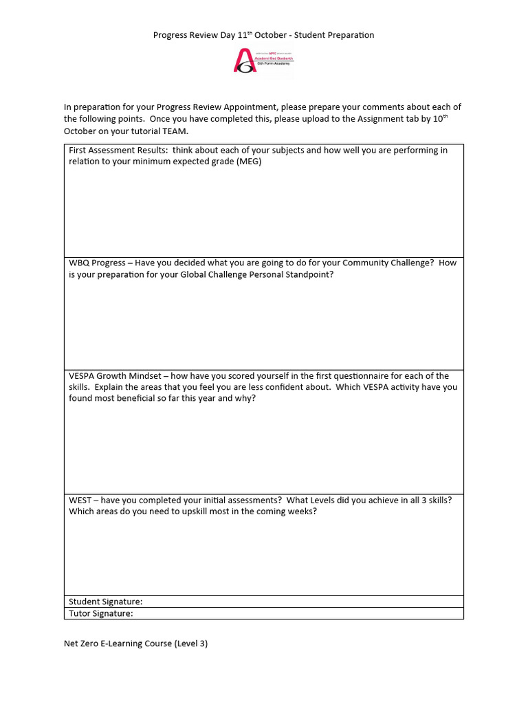 Progress Review Preparation Guide | PDF | Career & Growth