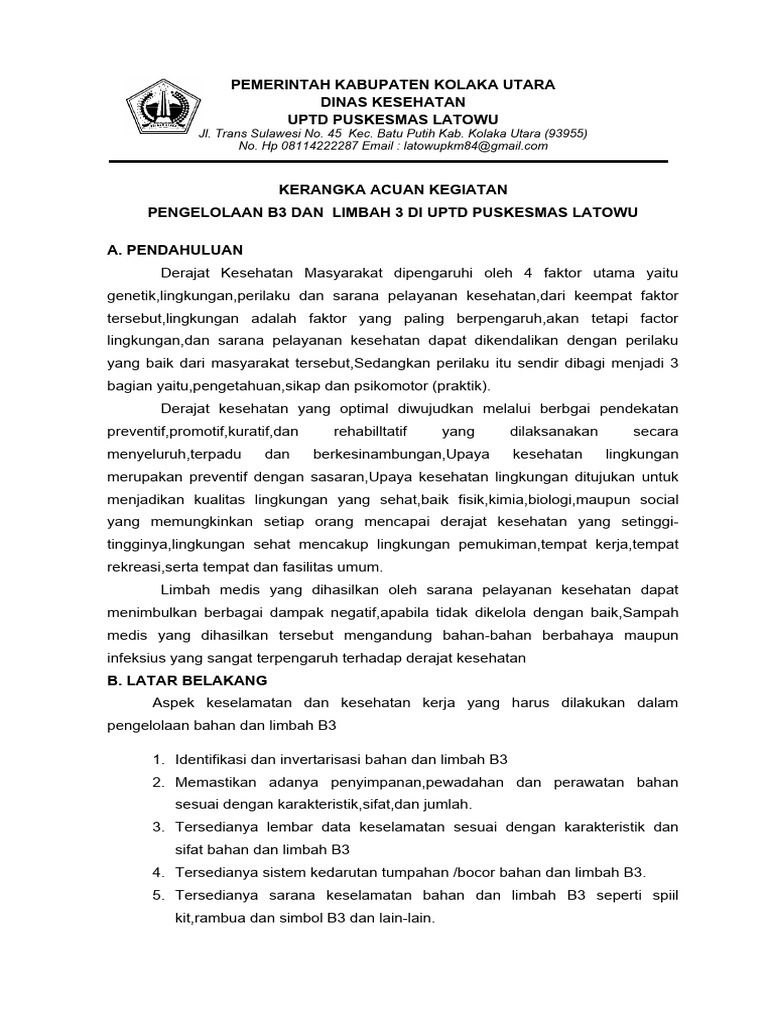 Kak Penanganan Limbah B3 | PDF | Sains & Matematika